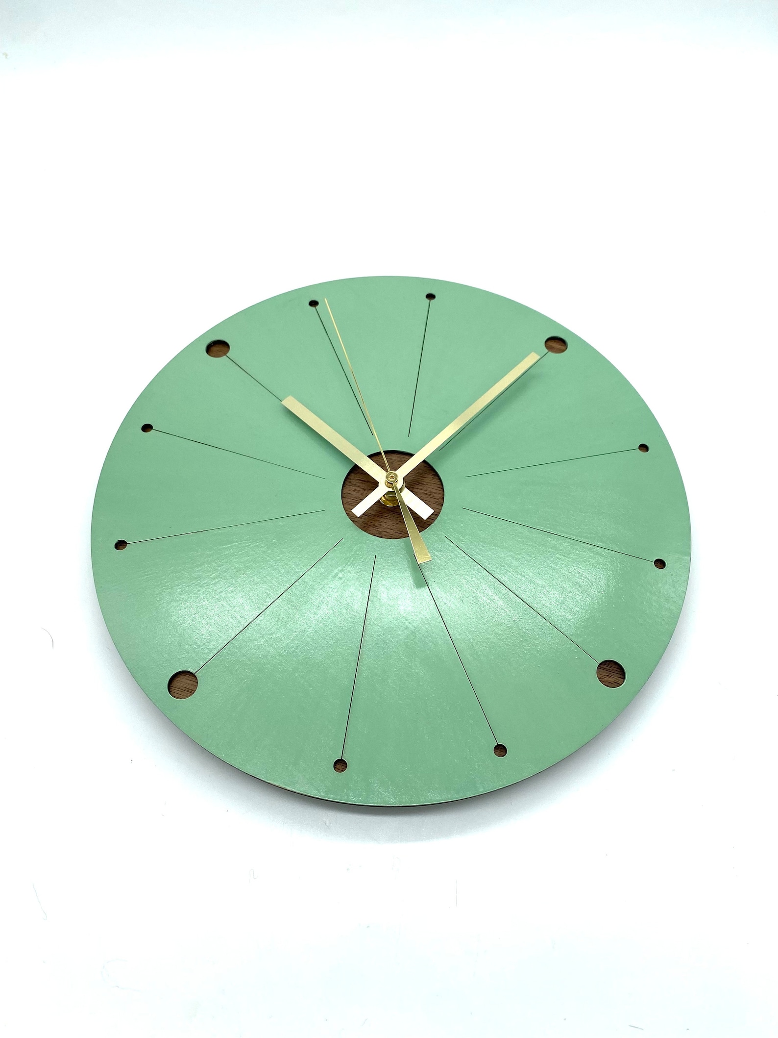 Handmade Sage Green Mint Atomic Style Starburst Retro 50s Walnut Wood ...