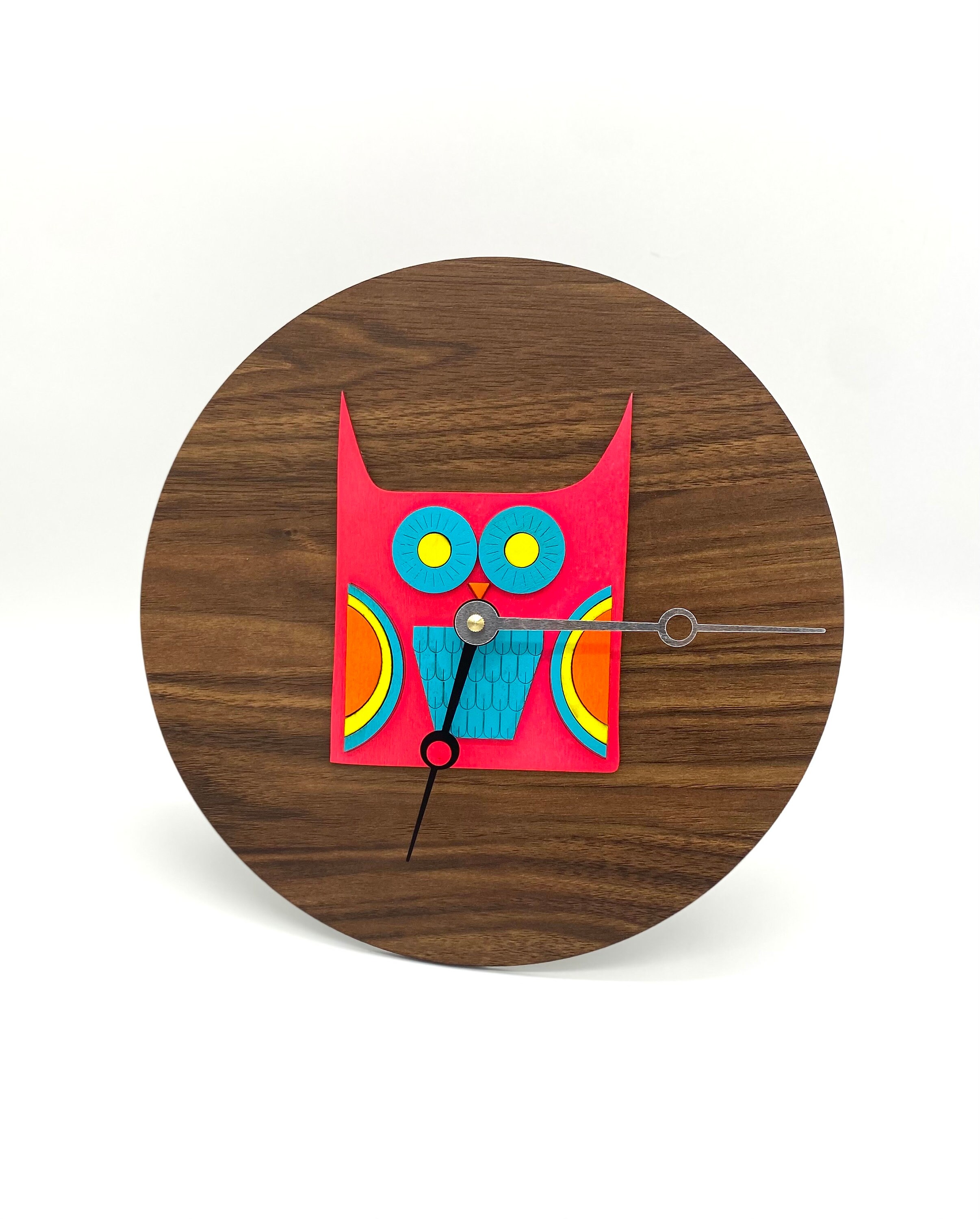 Owl Clock Vintage, Wood Neon Owl, Retro 60s Decor, Funky Vintage Laser ...