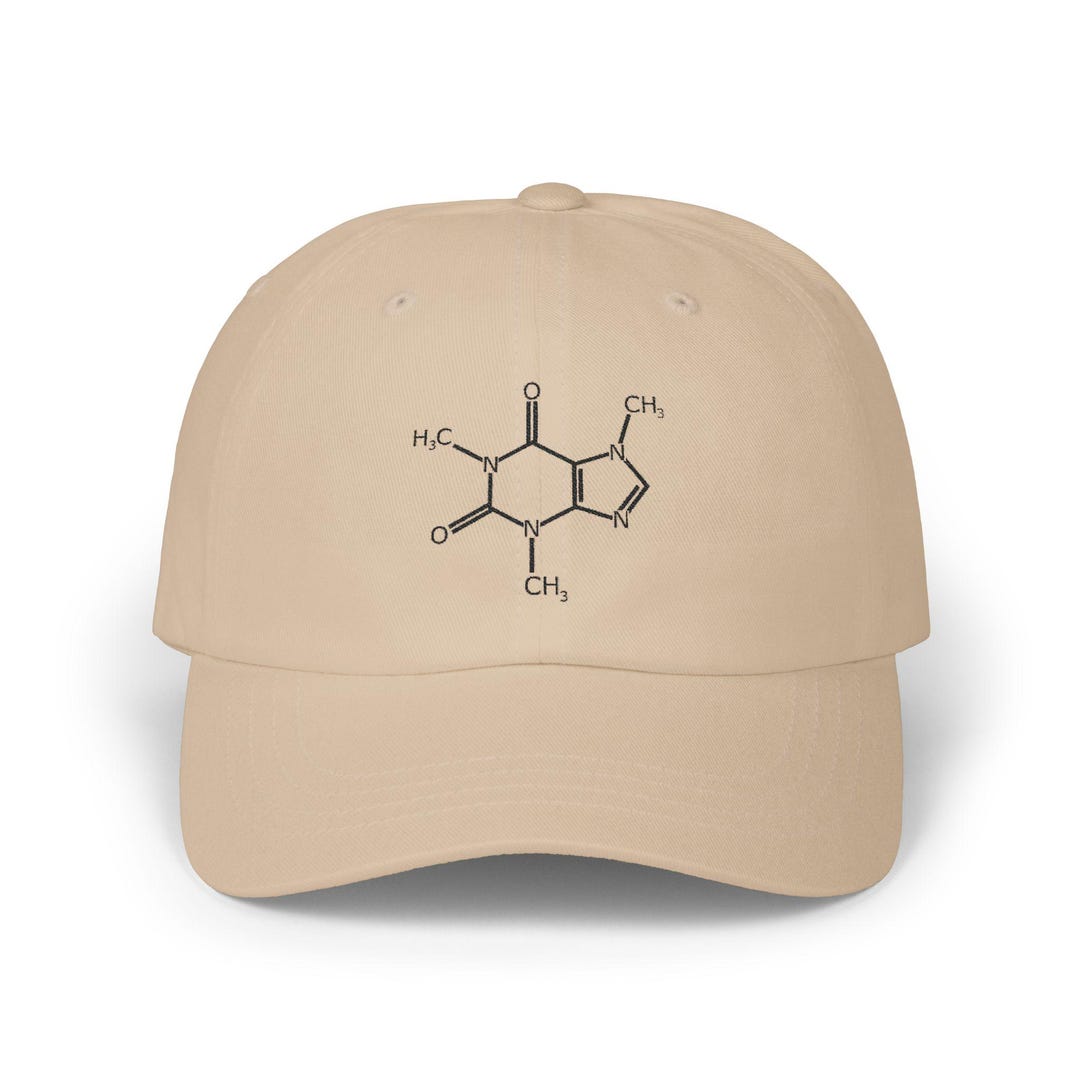 Dad Cap, Caffeine Molecule Embroidered Hat for Coffee Lovers, Baseball ...