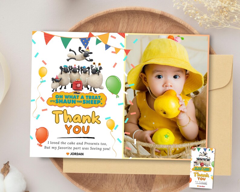 Shaun the Sheep Thank You Card Farm Animal Sheeps Gratitude Notes for ...