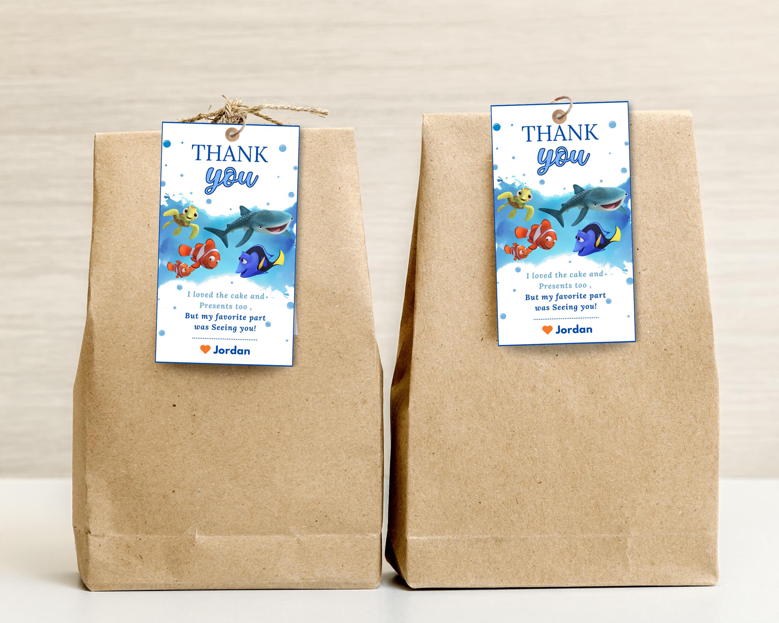 Finding Nemo Thank You Tag Underwater Theme Gift Tag Finding Dory Thank ...