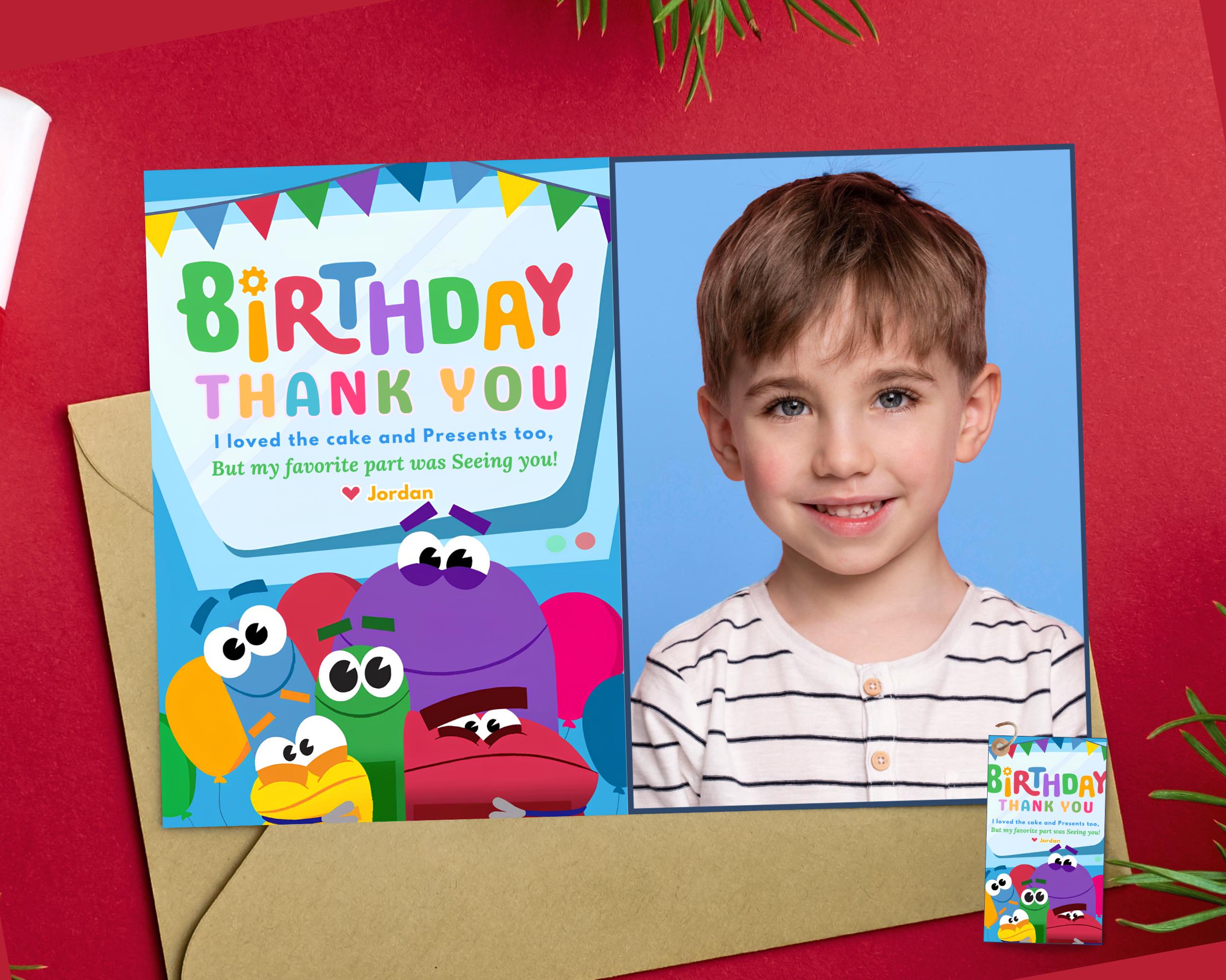 Storybots Birthday Thank You Card With Photo Storybots Thank You Card ...