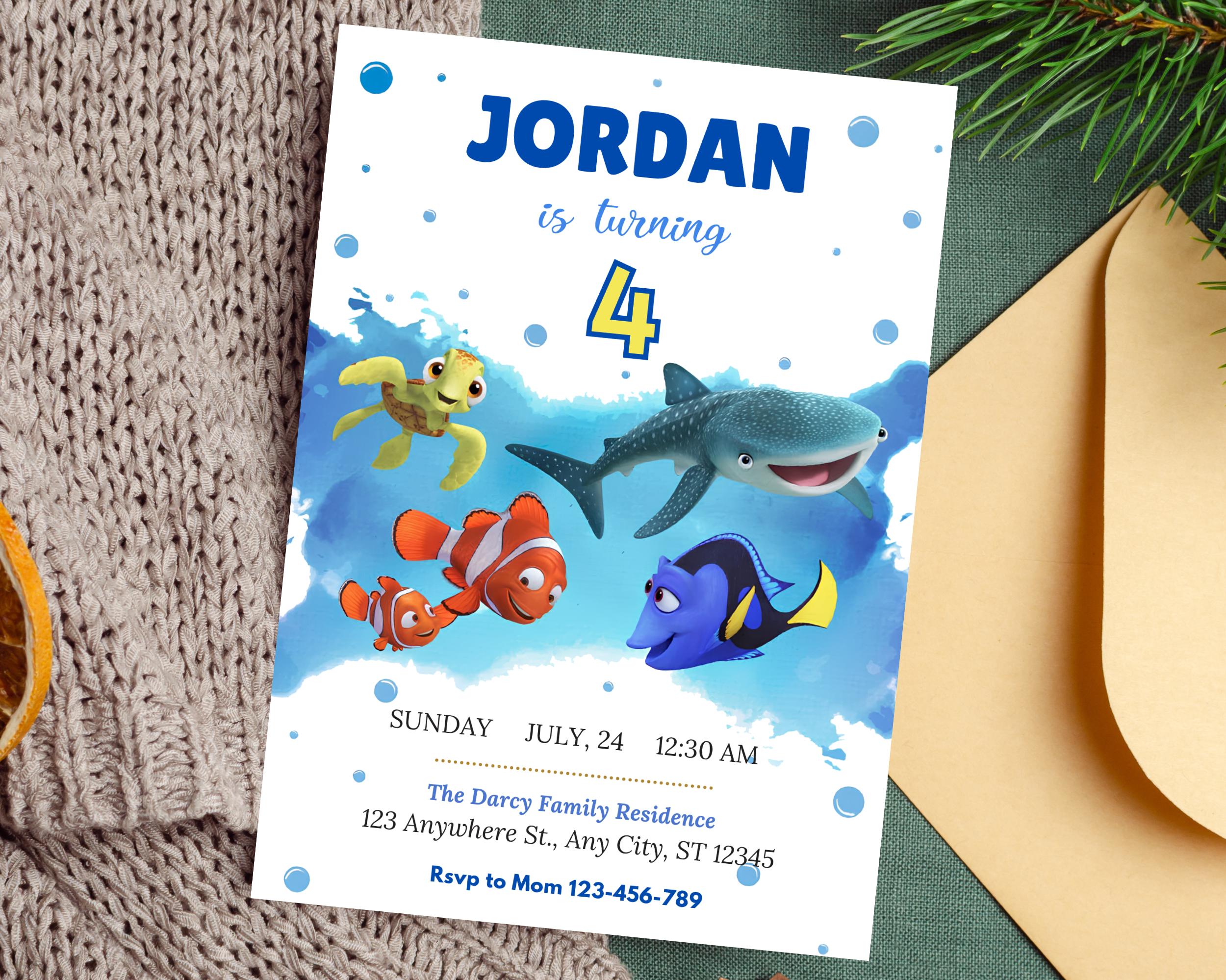 Editable Nemo Birthday Invitation, Dory Invite, Under the Sea Party ...