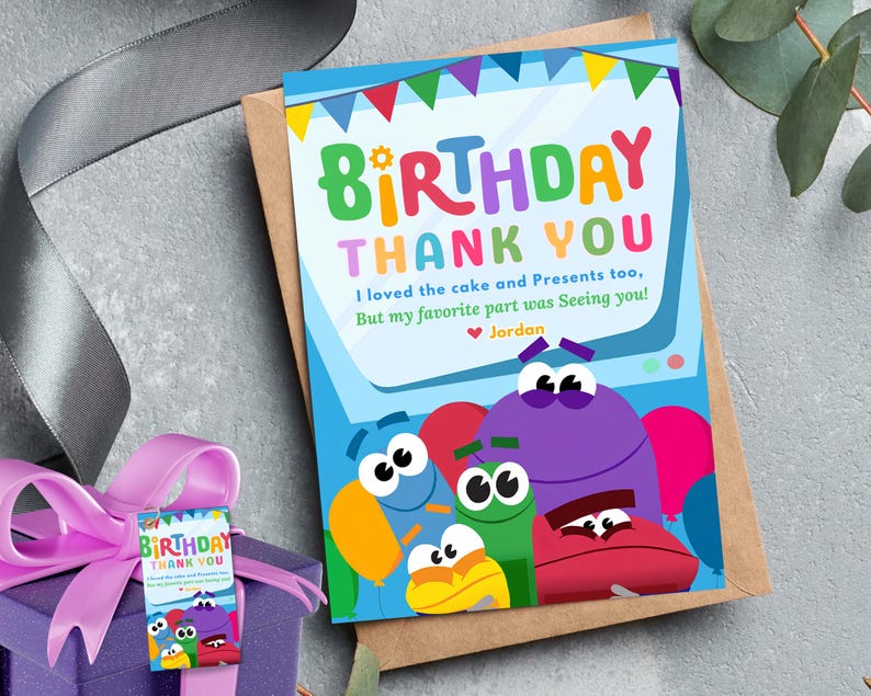 Storybots Birthday Thank You Card With Photo Storybots Thank You Card ...