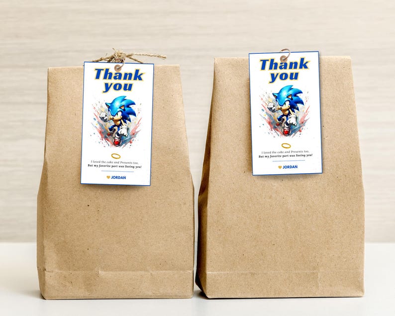Sonic Themed Thank You Tags Sonic Inspired Thank You Tags Blue Hedgehog ...