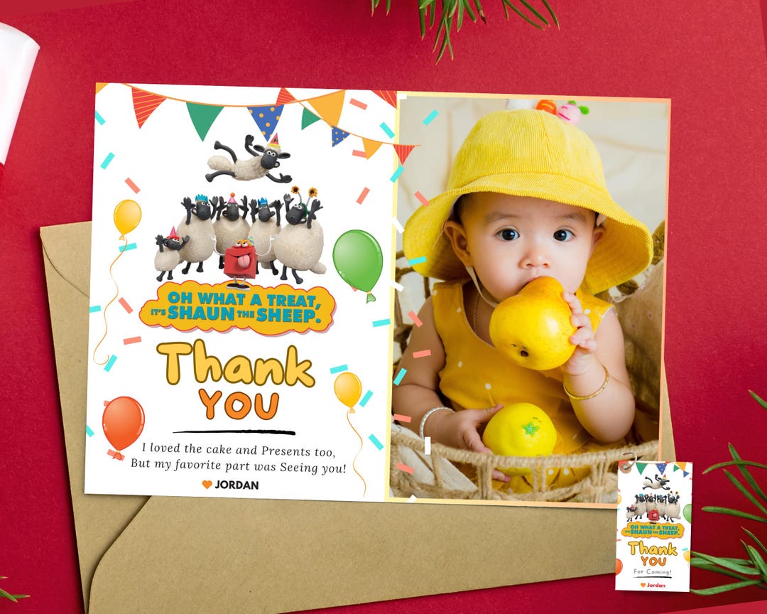 Shaun the Sheep Thank You Card Farm Animal Sheeps Gratitude Notes for ...