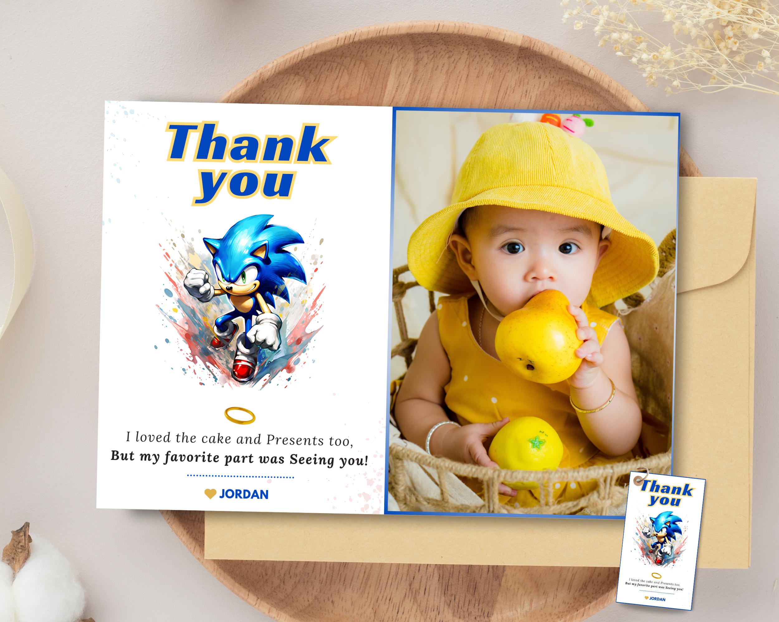 Editable Super Sonic Thank You Gift Card Sonic the HEDGEHOG Thank You ...