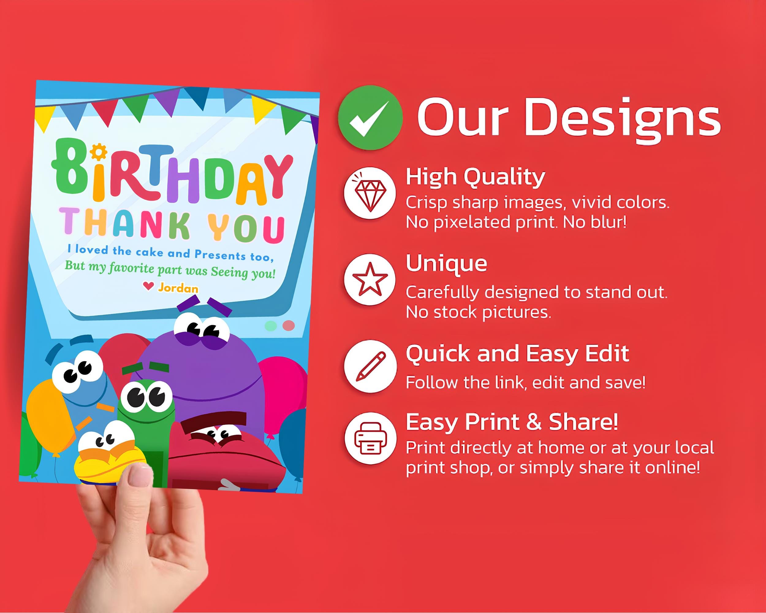 Storybots Birthday Thank You Card With Photo Storybots Thank You Card ...