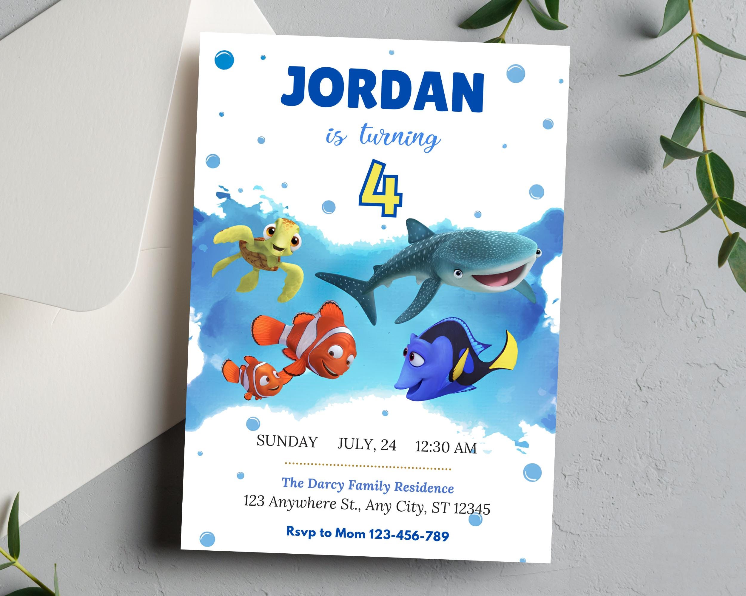 Editable Nemo Birthday Invitation, Dory Invite, Under the Sea Party ...