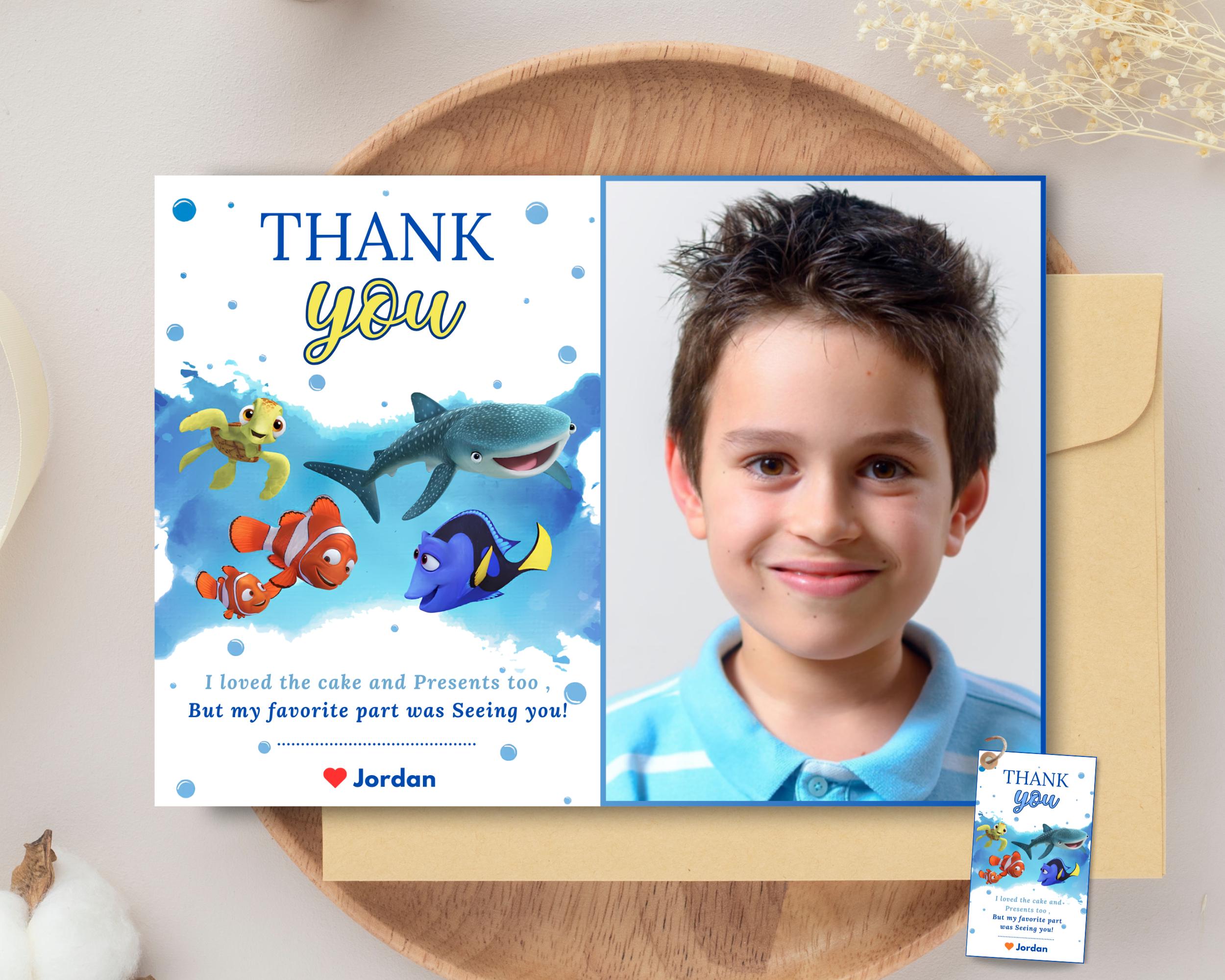 Finding Nemo Thank You Tag Underwater Theme Gift Tag Finding Dory Thank ...