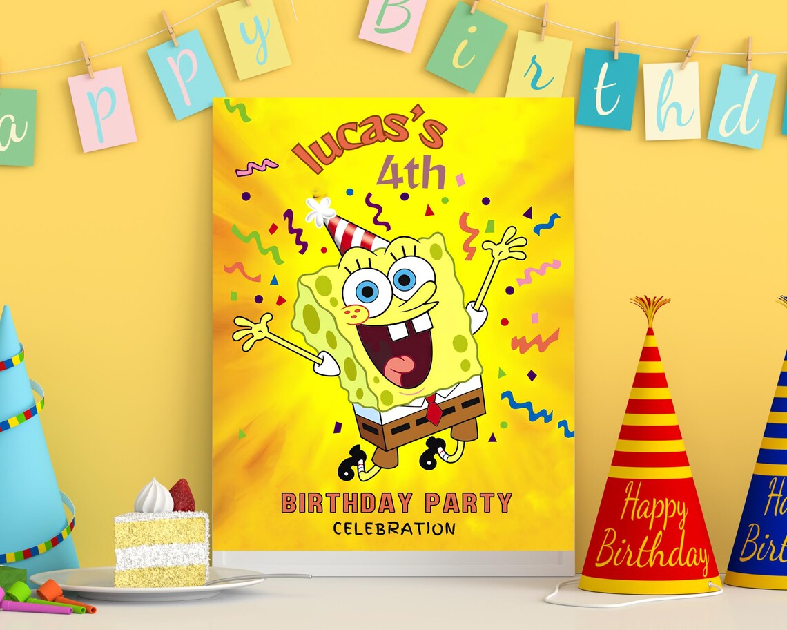 Sponge Cake Birthday Welcome Template Under Sea Welcome Sponge Welcome ...