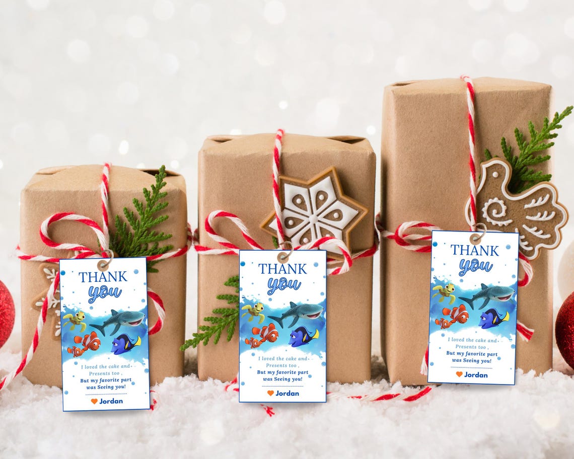 Finding Nemo Thank You Tag Underwater Theme Gift Tag Finding Dory Thank ...