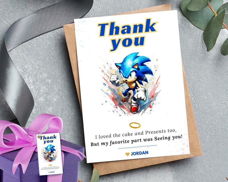 Sonic Themed Thank You Tags Sonic Inspired Thank You Tags Blue Hedgehog ...