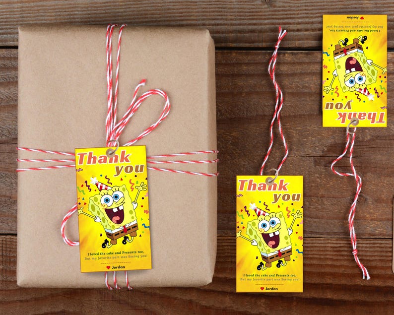 Sponge Cake Birthday Thank You Gift Tag Under the Sea Sponge Party ...
