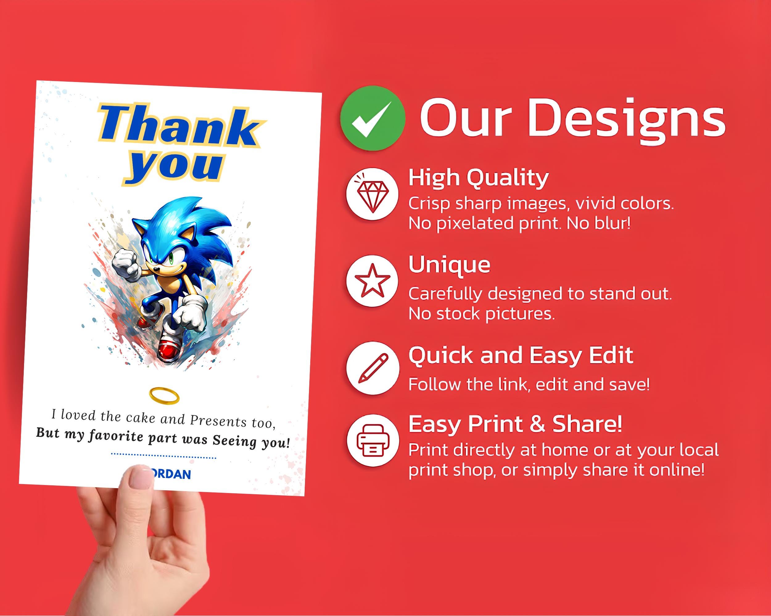 Sonic Themed Thank You Tags Sonic Inspired Thank You Tags Blue Hedgehog ...