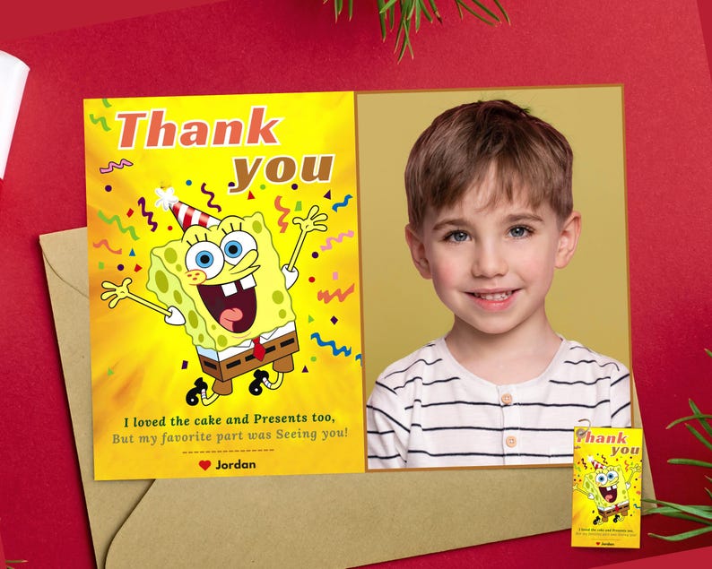 Sponge Cake Birthday Thank You Photo Template Under the Sea Sponge ...