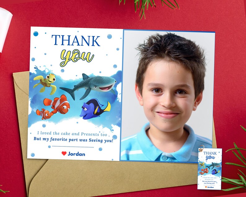 Finding Nemo Thank You Photo Card, Sea Party Finding Nemo Thank You ...