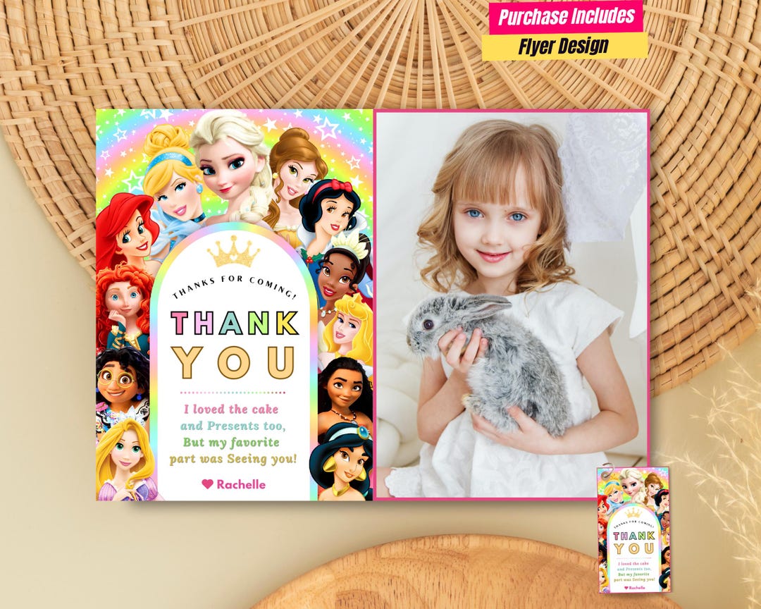 Four Ever a Princess Birthday Thank You Photo Card 4 Ever Princess ...