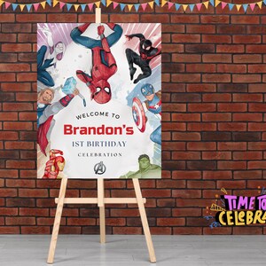 Editable Superhero Welcome Sign Avengers Birthday Party Superhero ...