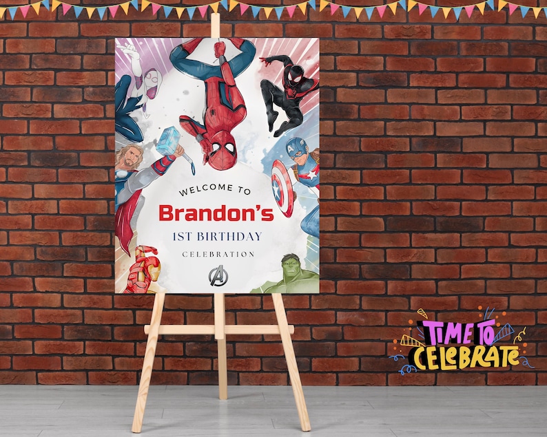 Editable Superhero Welcome Sign Avengers Birthday Party Superhero ...