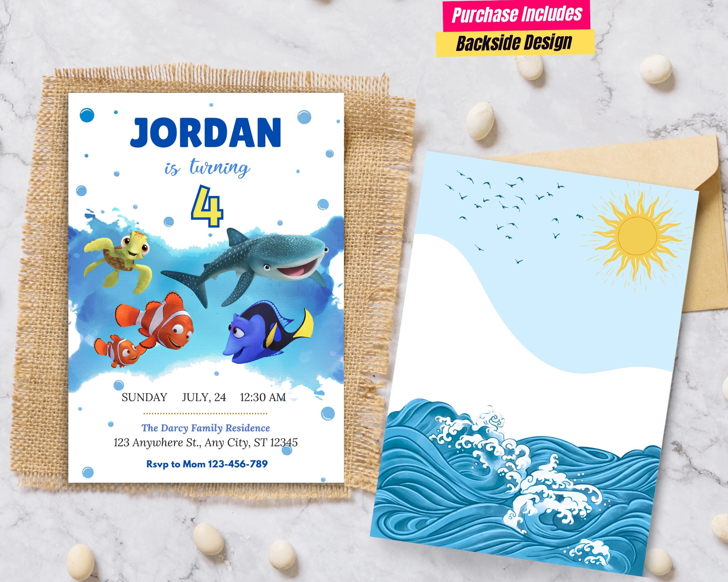 Nemo Birthday Invitation With Photo Dory Invite, Under the Sea Party ...