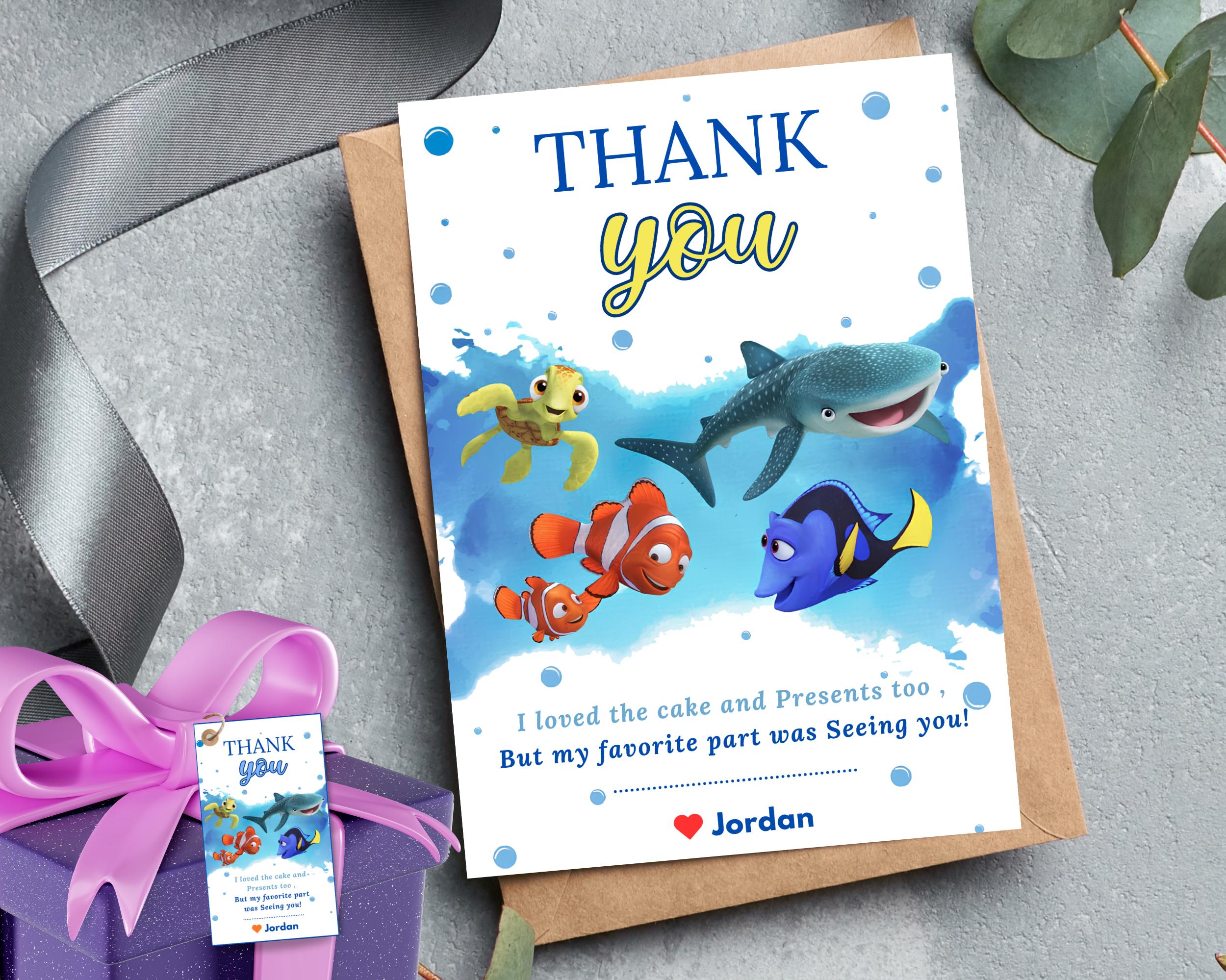 Finding Nemo Thank You Photo Card, Sea Party Finding Nemo Thank You ...