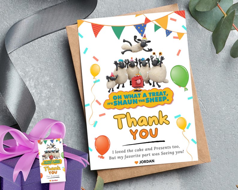 Shaun the Sheep Birthday Tags Printable Sheeps Thank You Tag Template ...