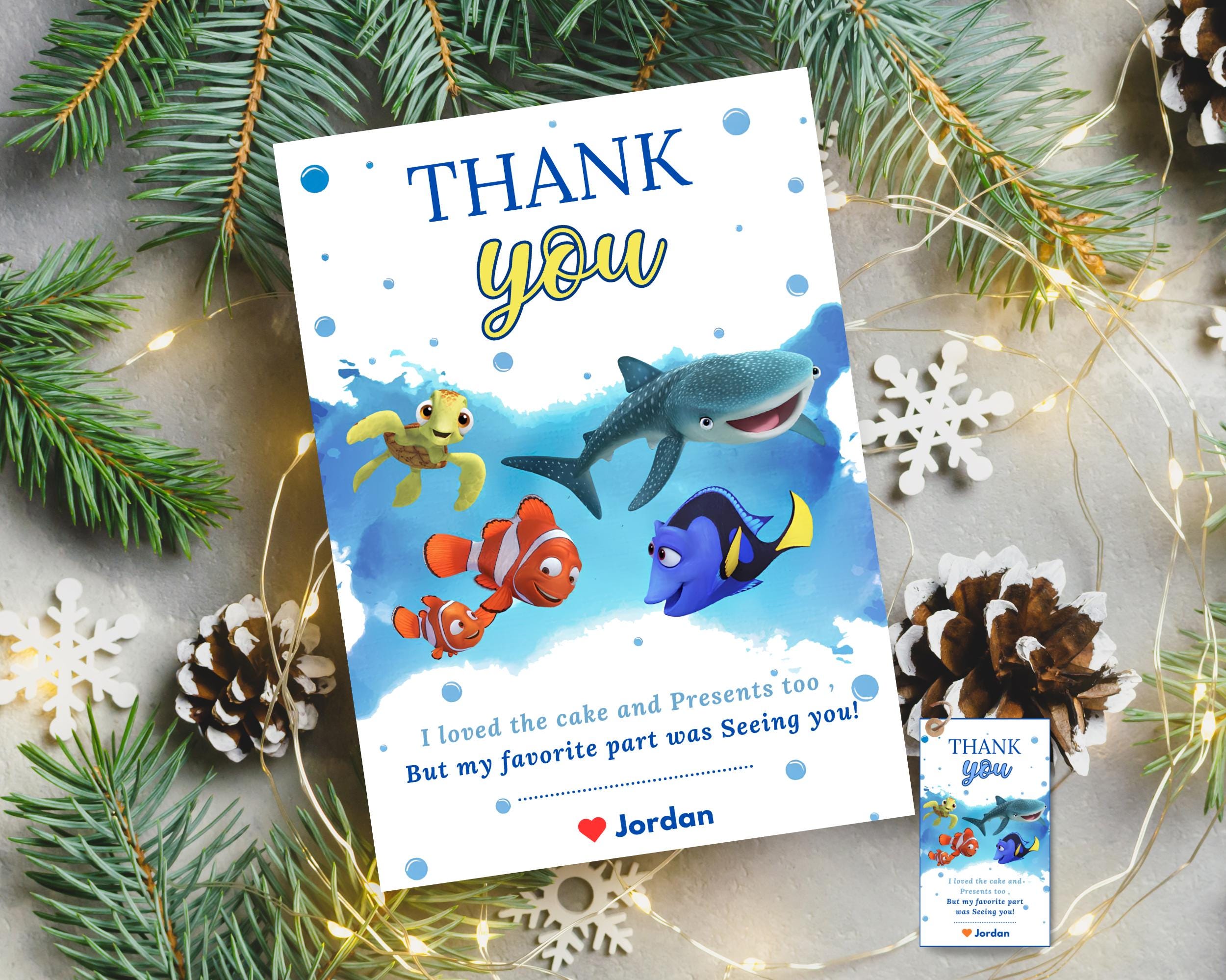 Finding Nemo Thank You Card, Sea Turtle Party, Finding Nemo Thank You ...