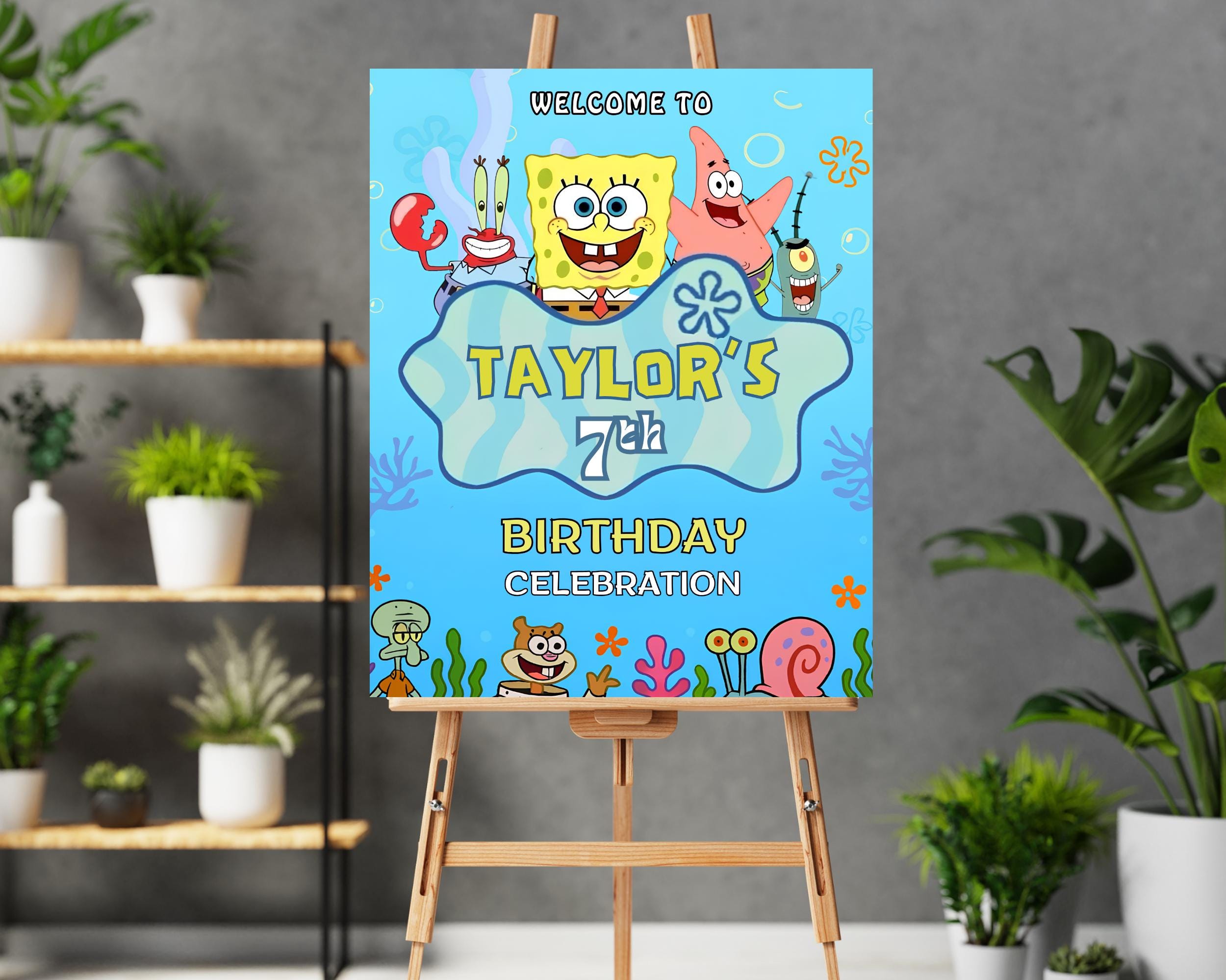 Sponge Cake Birthday Welcome Template Under Sea Welcome Sponge Welcome ...
