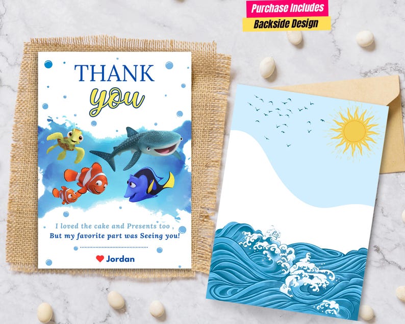 Finding Nemo Thank You Photo Card, Sea Party Finding Nemo Thank You ...