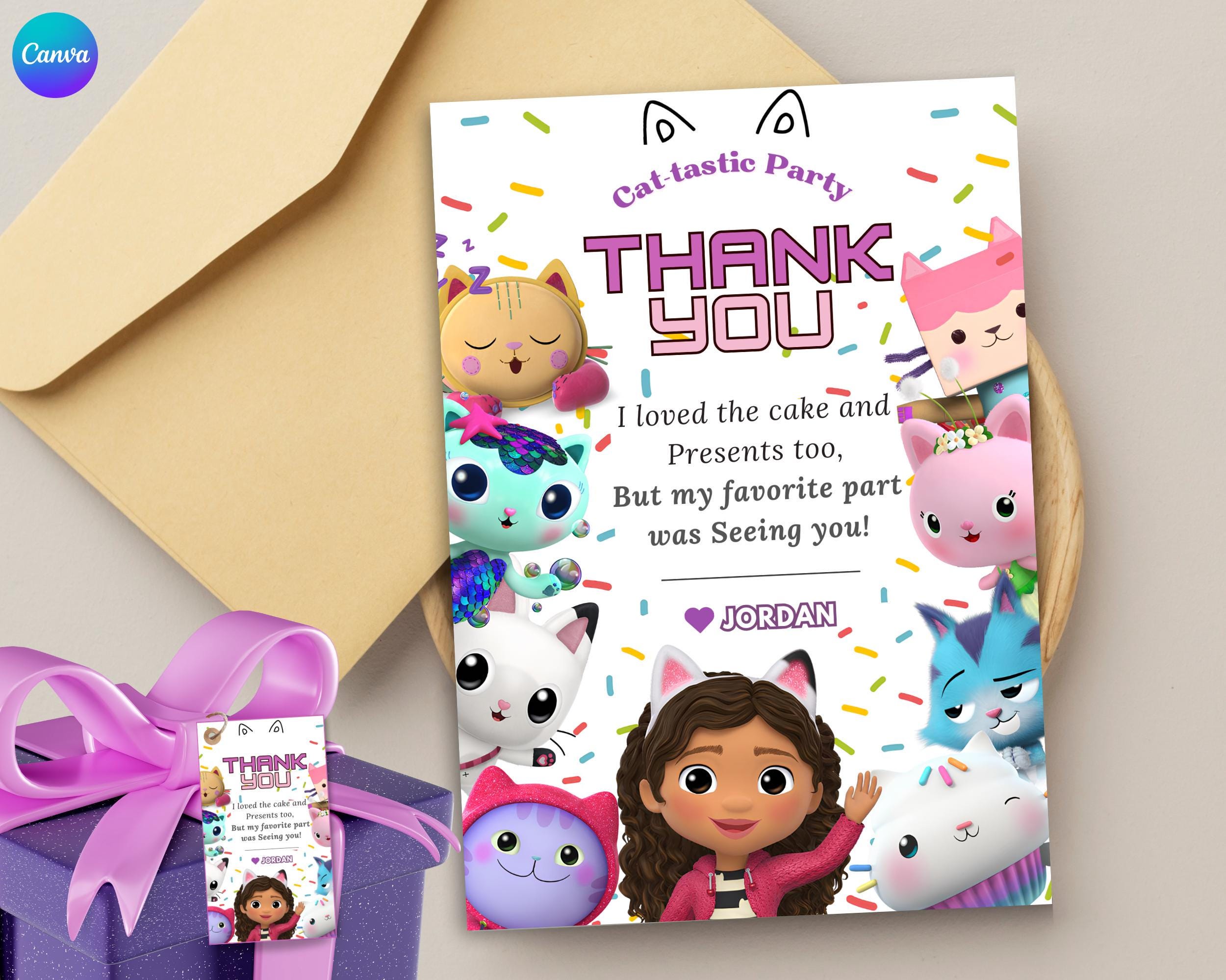 Gabbys Dollhouse Thank You Card Gabby Party Favor Tag Pandy Template ...