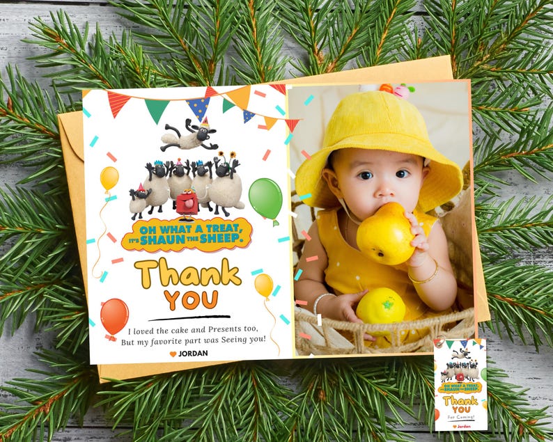 Shaun the Sheep Thank You Card Farm Animal Sheeps Gratitude Notes for ...