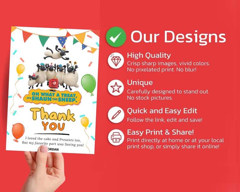 Shaun the Sheep Thank You Card Farm Animal Sheeps Gratitude Notes for ...