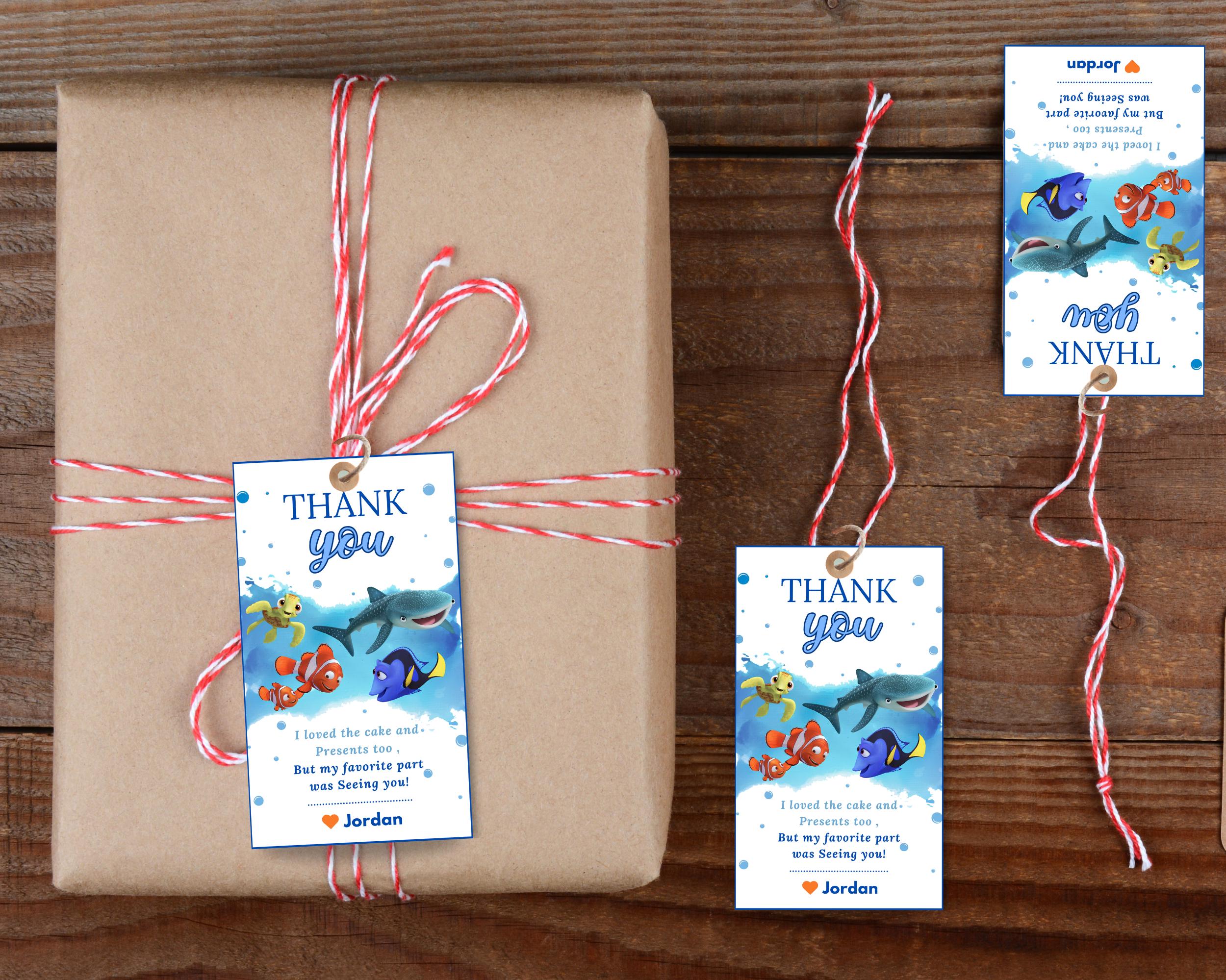 Finding Nemo Thank You Tag Underwater Theme Gift Tag Finding Dory Thank ...