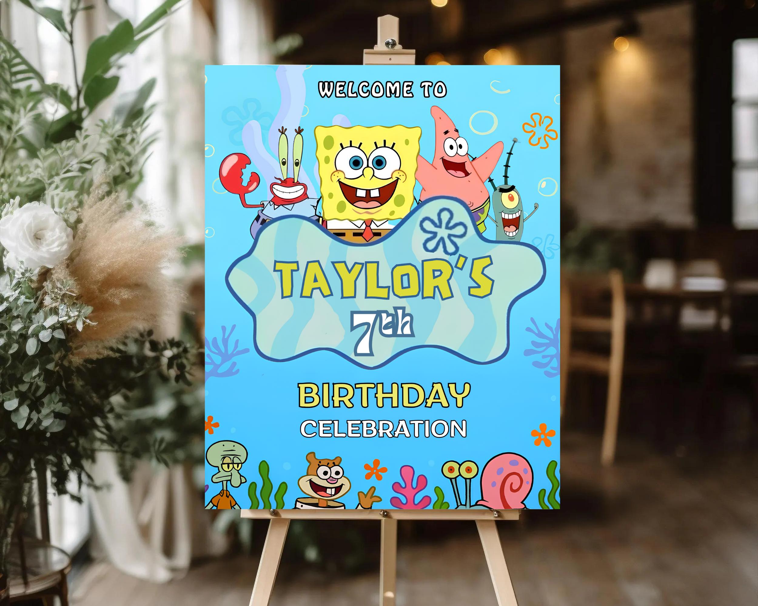 Sponge Cake Birthday Welcome Template Under Sea Welcome Sponge Welcome ...