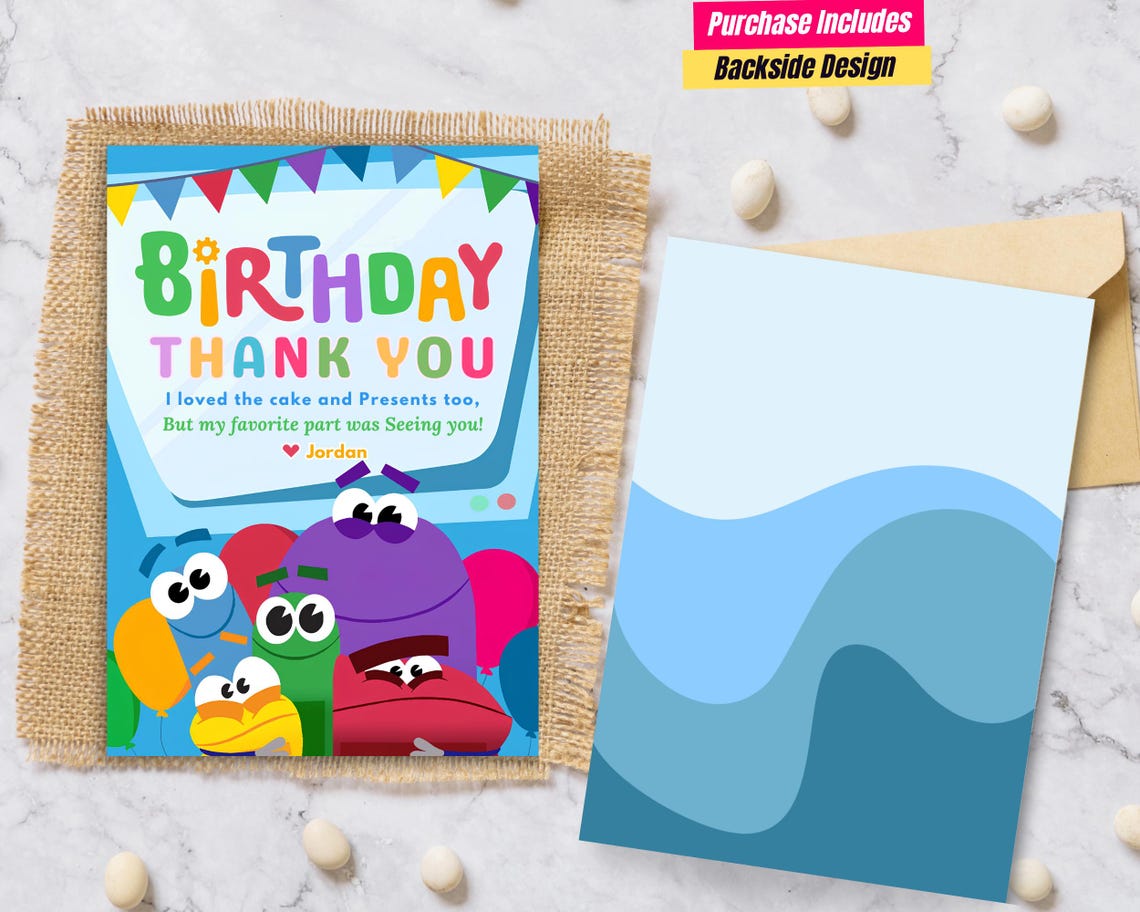 Storybots Birthday Thank You Card With Photo Storybots Thank You Card ...