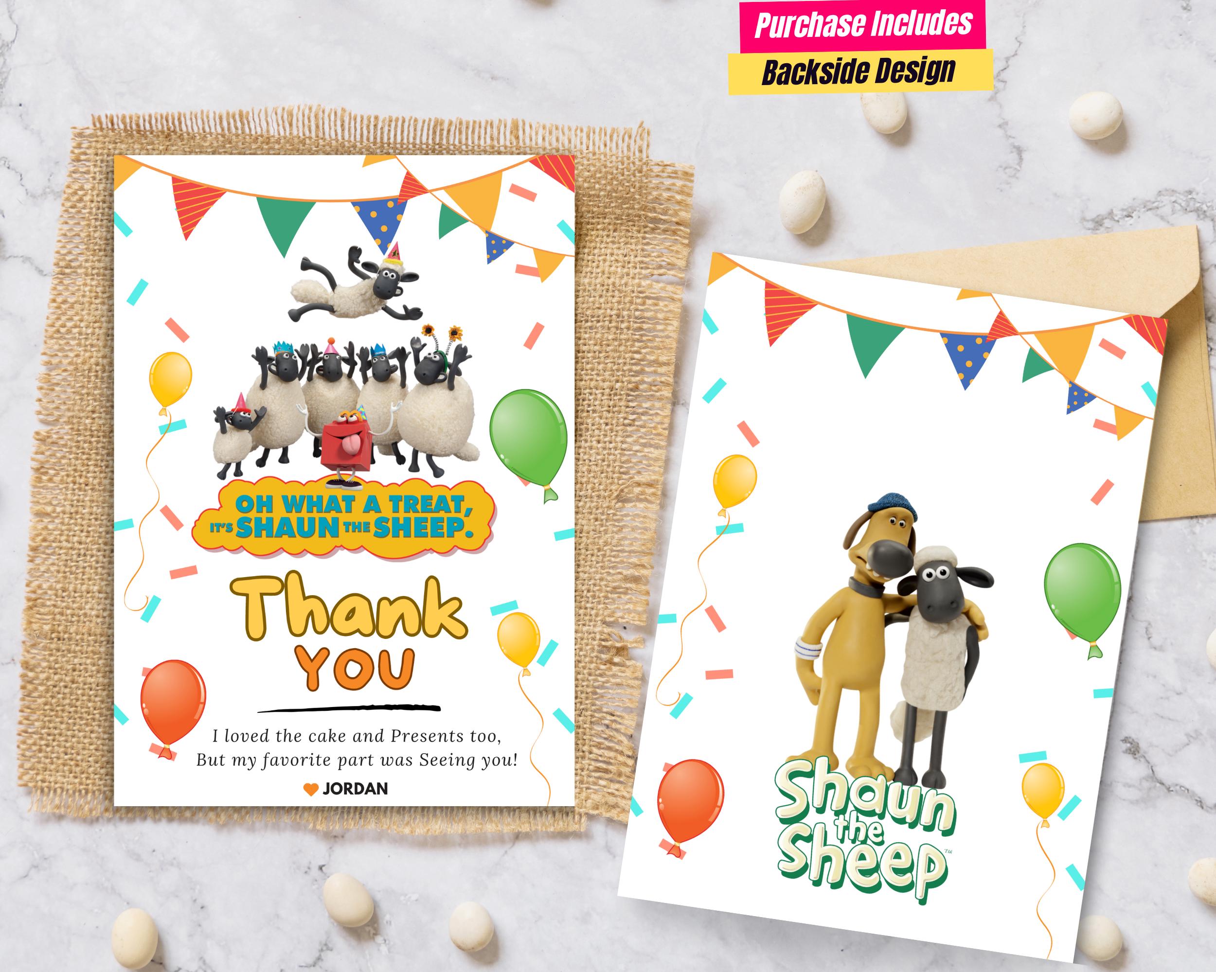 Shaun the Sheep Thank You Card Farm Animal Sheeps Gratitude Notes for ...