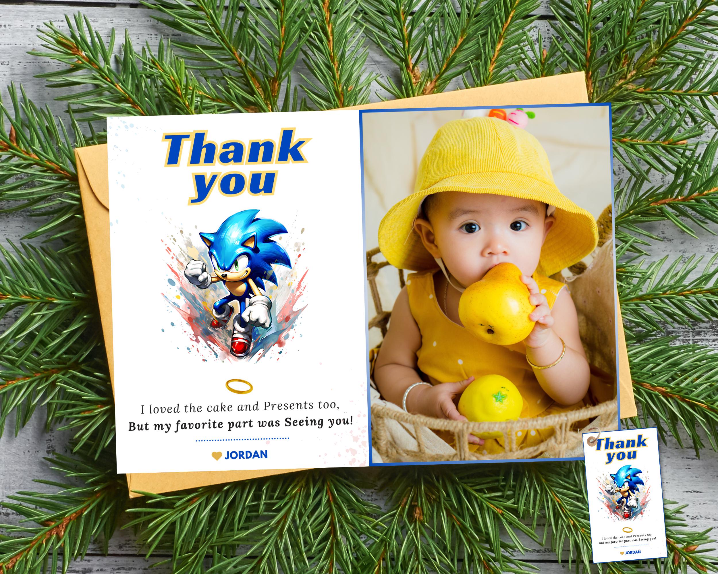 Editable Super Sonic Thank You Gift Card Sonic the HEDGEHOG Thank You ...