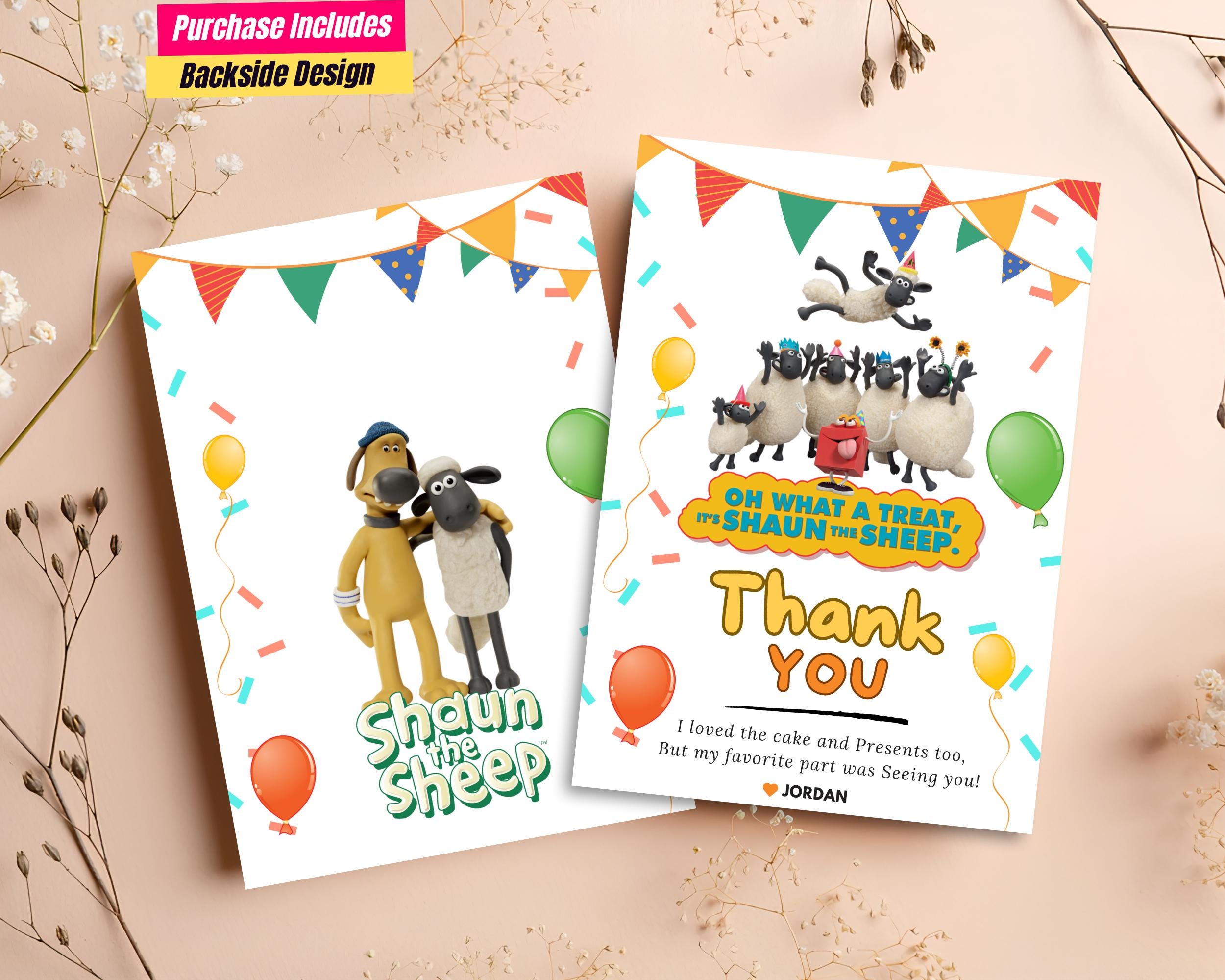 Shaun the Sheep Thank You Card Farm Animal Sheeps Gratitude Notes for ...