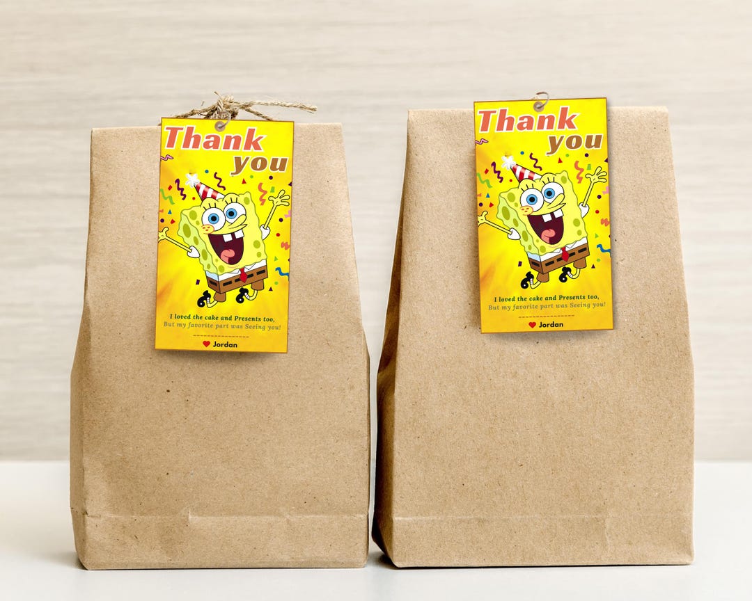 Sponge Cake Birthday Thank You Gift Tag Under the Sea Sponge Party ...
