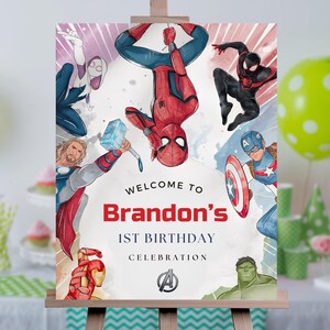 Editable Superhero Welcome Sign Avengers Birthday Party Superhero ...