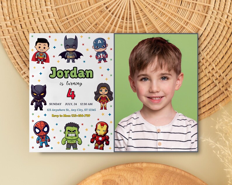 Superheroes Birthday Invitation Template Avengers Party Editable ...