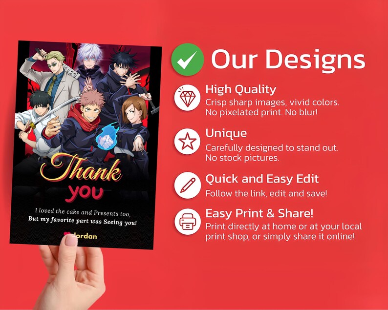 Demon Slayer Thank You Card Anime Demon Slayer Birthday Gift Card Manga ...