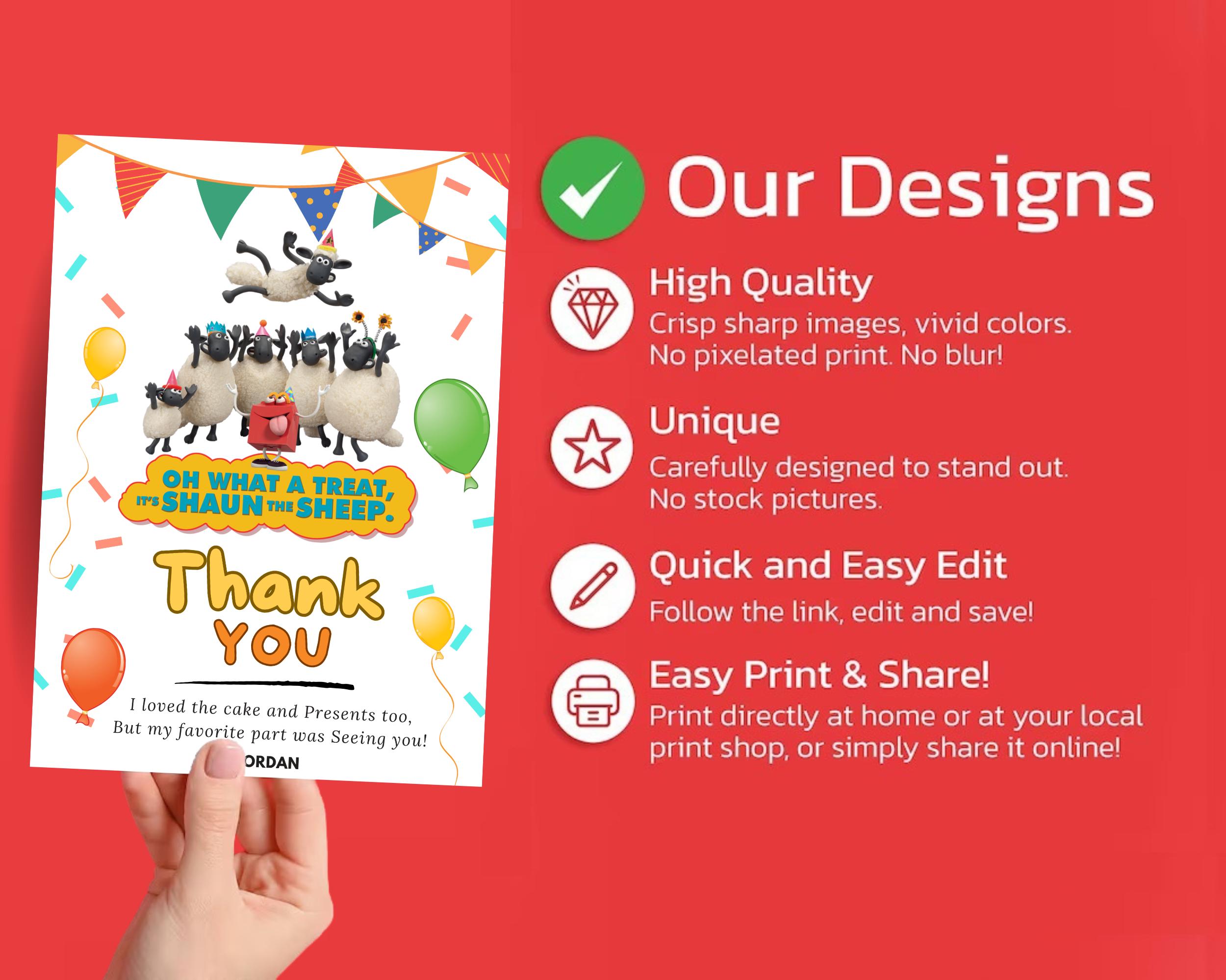 Shaun the Sheep Birthday Tags Printable Sheeps Thank You Tag Template ...