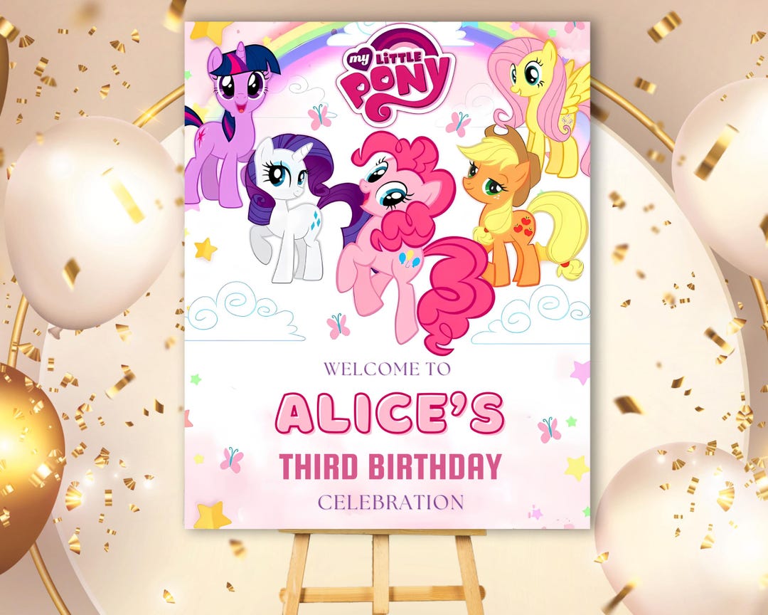 Printable Pony Birthday Welcome Sign Unicorn Pony Welcome Banner Baby ...