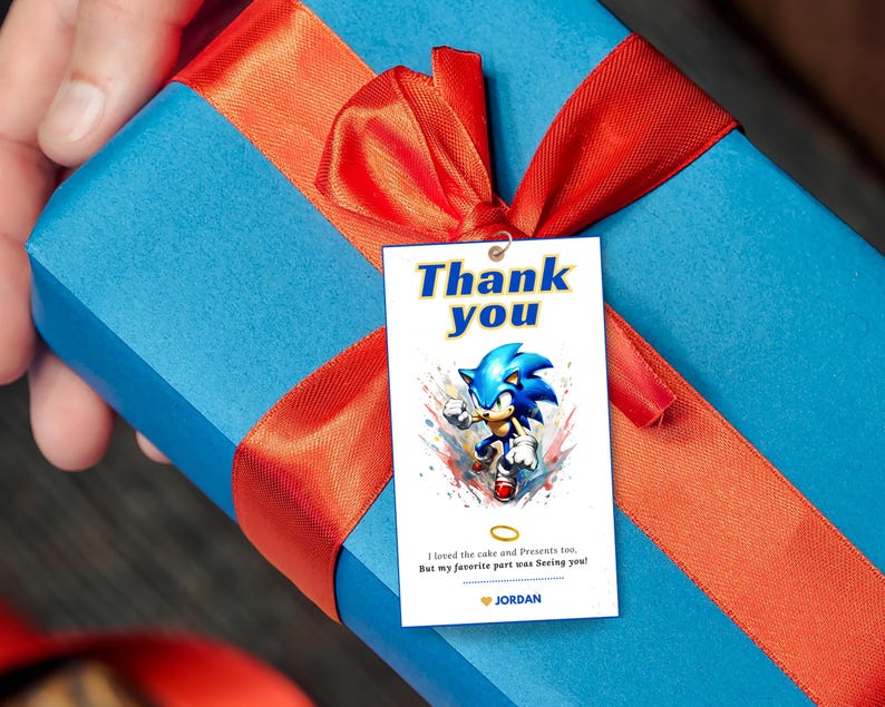 Sonic Themed Thank You Tags Sonic Inspired Thank You Tags Blue Hedgehog ...