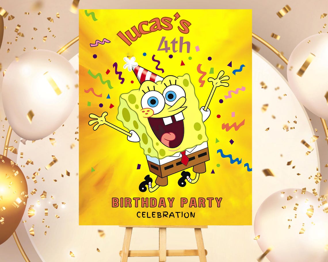 Sponge Cake Birthday Welcome Template Under Sea Welcome Sponge Welcome ...
