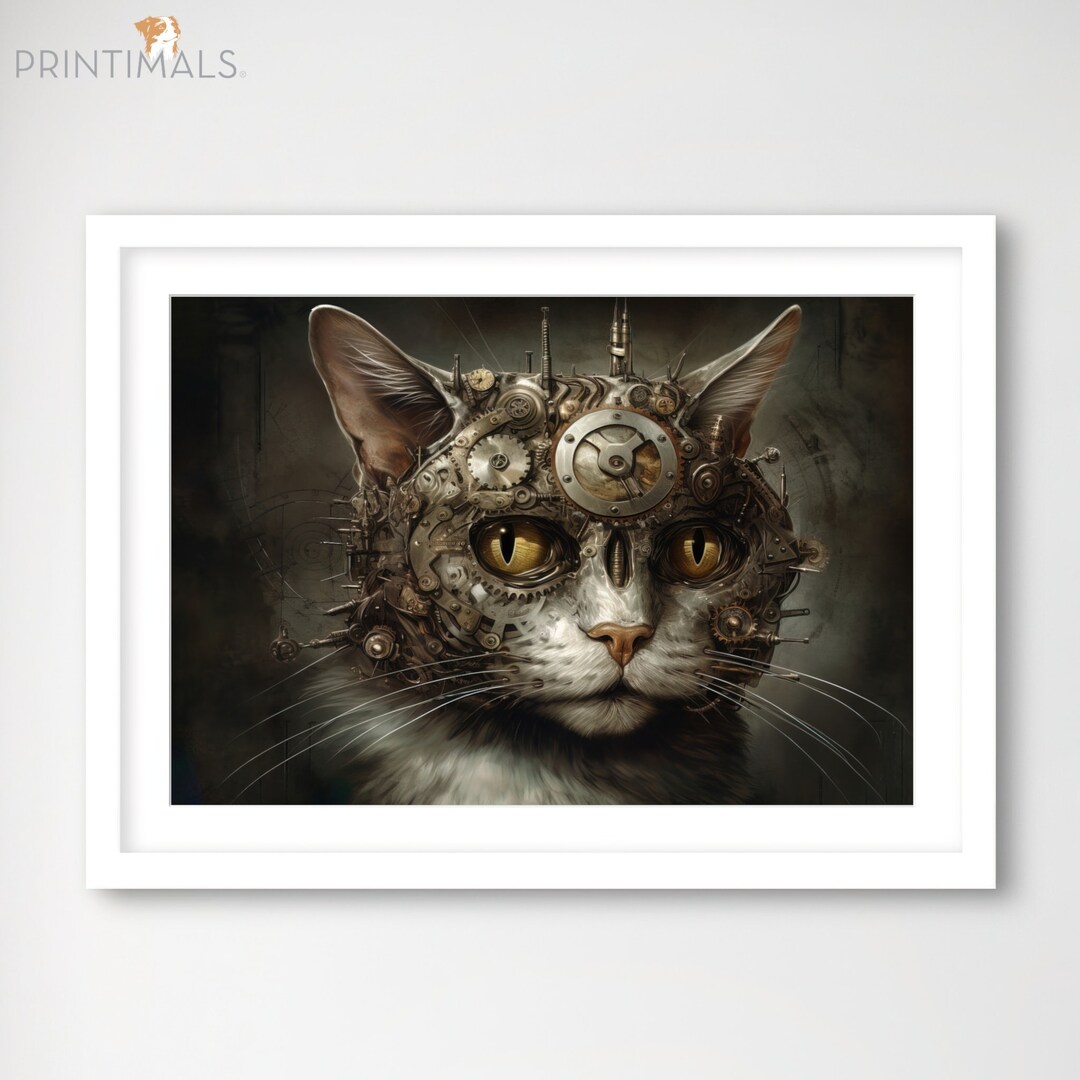 Cat Printable, Cat Print, Cat Poster, Cat Cyborg, Wall Art, Gift ...
