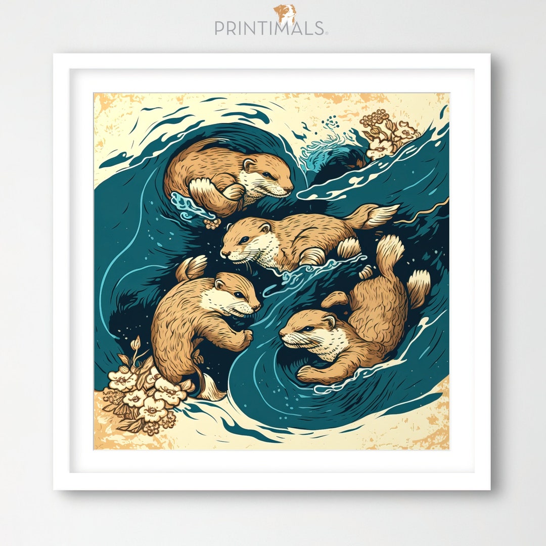 Otters Printable Otters Print Otters Poster Otters Wall - Etsy