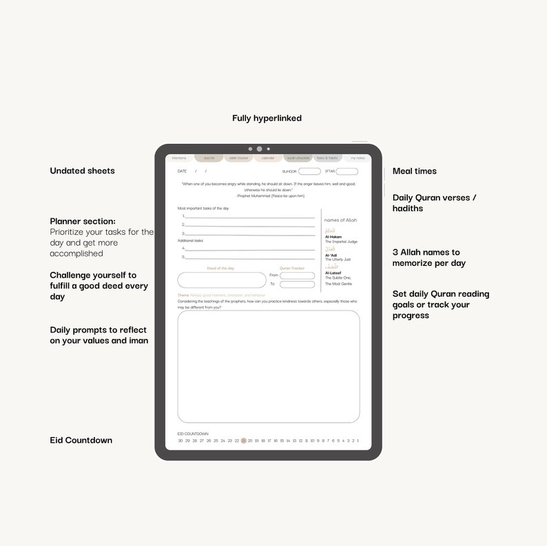 Ramadan Digital Planner Daily Reflection Prompts - Etsy